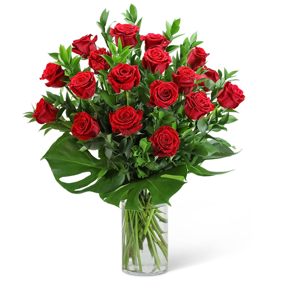 Red Roses with Modern Foliage (18)–Petersen and Tietz Florist and ...